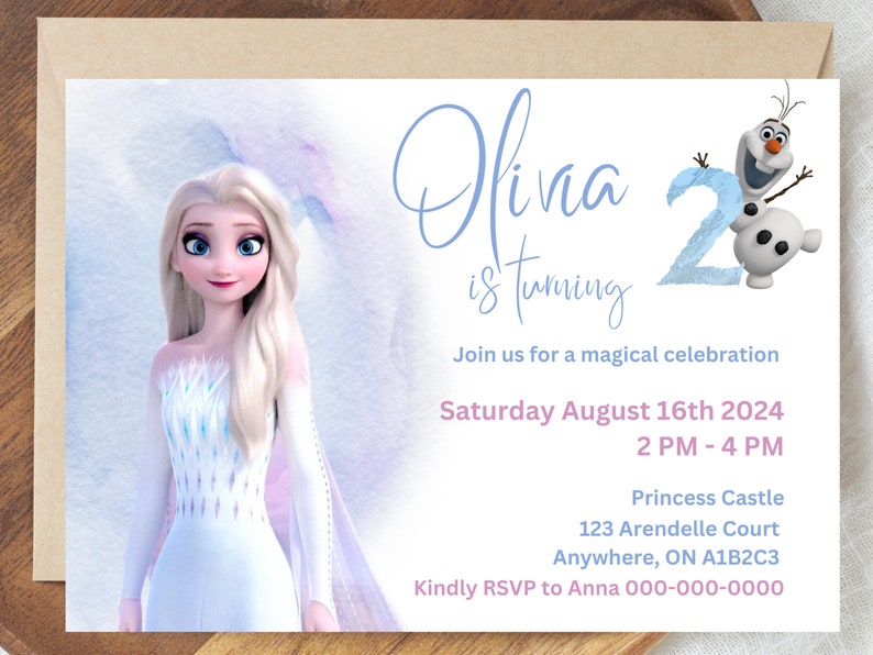 Editable Frozen Birthday Invitation Template, Princess Elsa Girl Invite ...