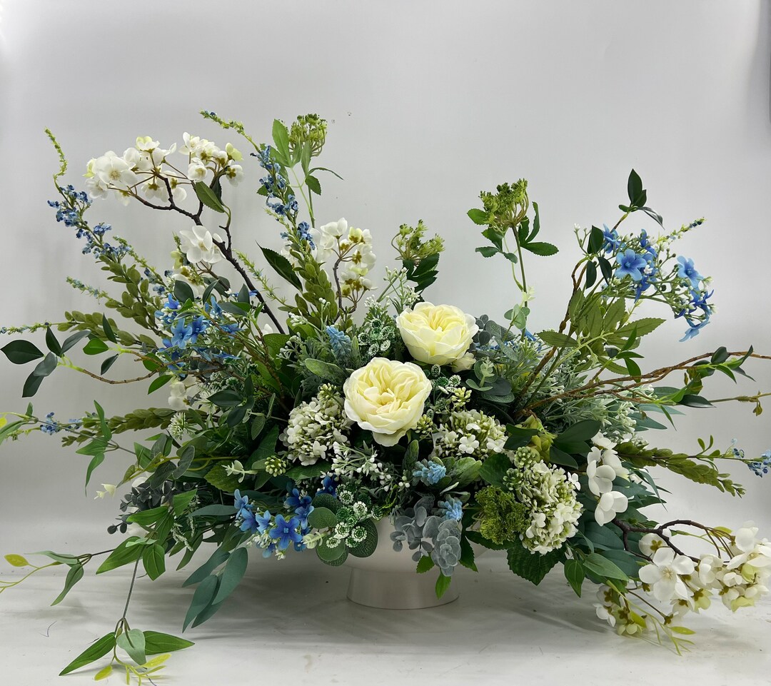 Artificial Austin Rose Centerpiece Arrangement, Spring Arrangement ...