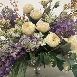 Artificial Lilacs and Blossom Centerpiece Arrangement, Spring ...