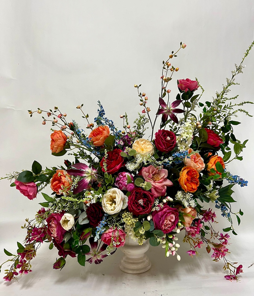 Artificial Luxurious Austin Rose Centerpiece Arrangement, Spring ...