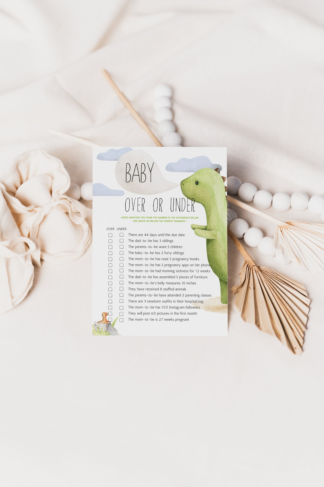 Over or Under Baby Shower Game, Dinosaur Baby Shower, Trending Now ...