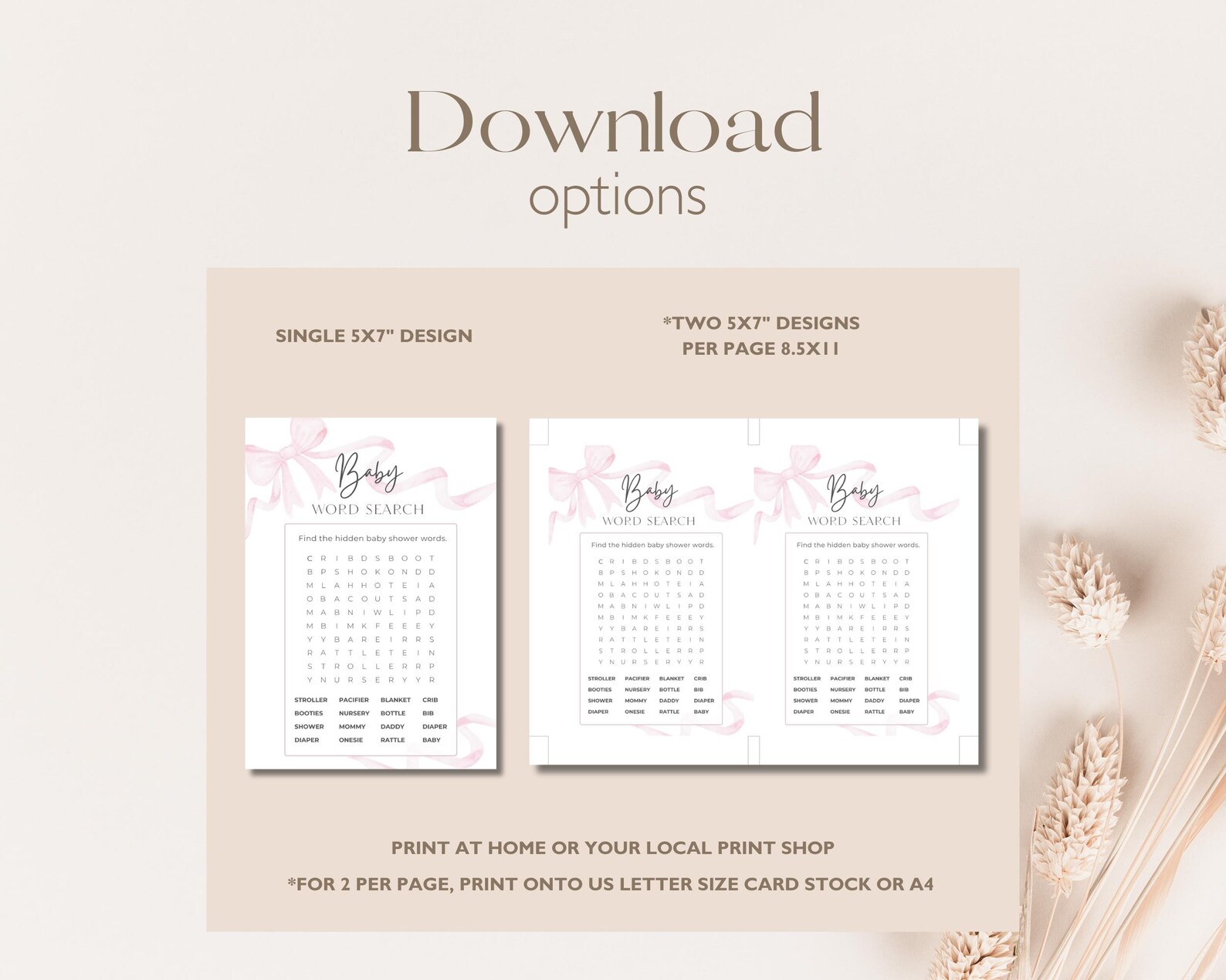 Pink Bow Baby Shower Games, Coquette Word Search, Baby Shower Games ...