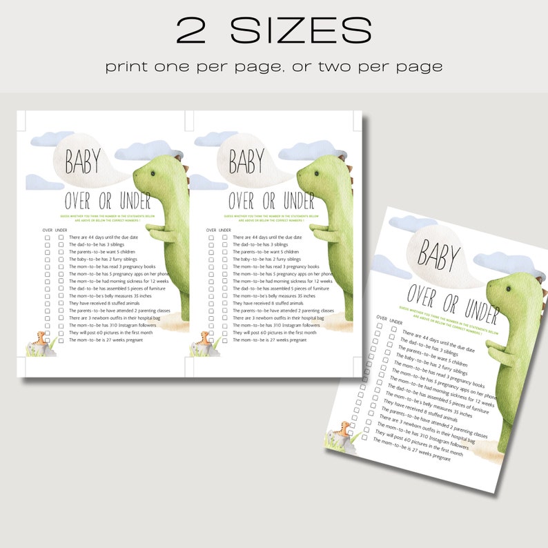 Over or Under Baby Shower Game, Dinosaur Baby Shower, Trending Now ...