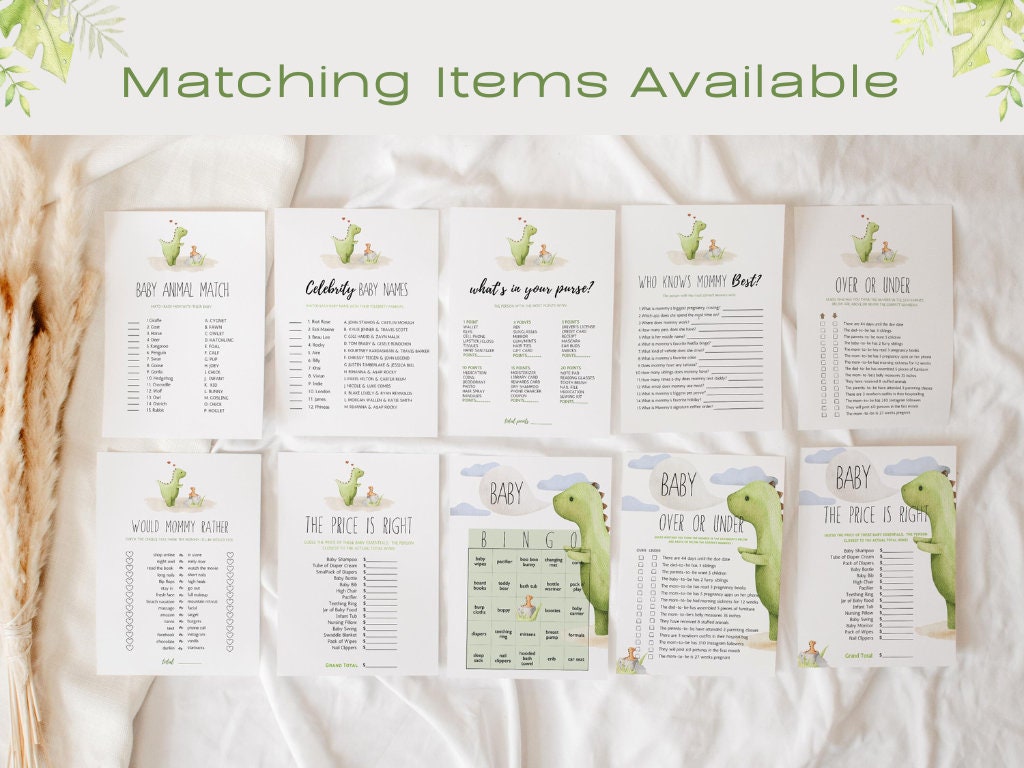 Dinosaur Baby Shower Games, Baby Word Scramble Game, Guess Who Game ...