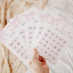 Baby Shower Bingo, 50 Unique Prefilled Baby Shower Bingo Cards, Pink ...