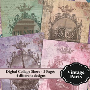 Vintage Paris Postals - Chic Style - Digital Collage Sheet Download | 4 ...