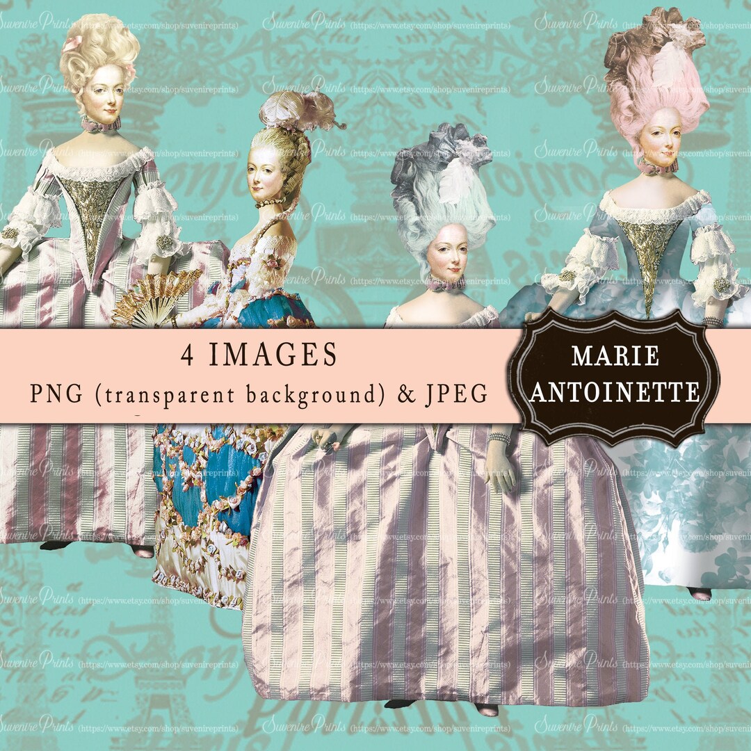 0215 Marie Antoinette Figures - Vintage Style - 2 A4 2 Png - 2 Jpeg - 4 ...