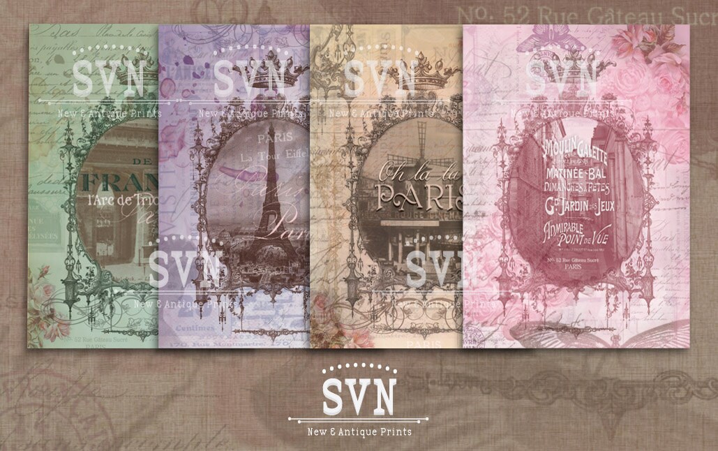 Vintage Paris Postals Chic Style Digital Collage Sheet - Etsy