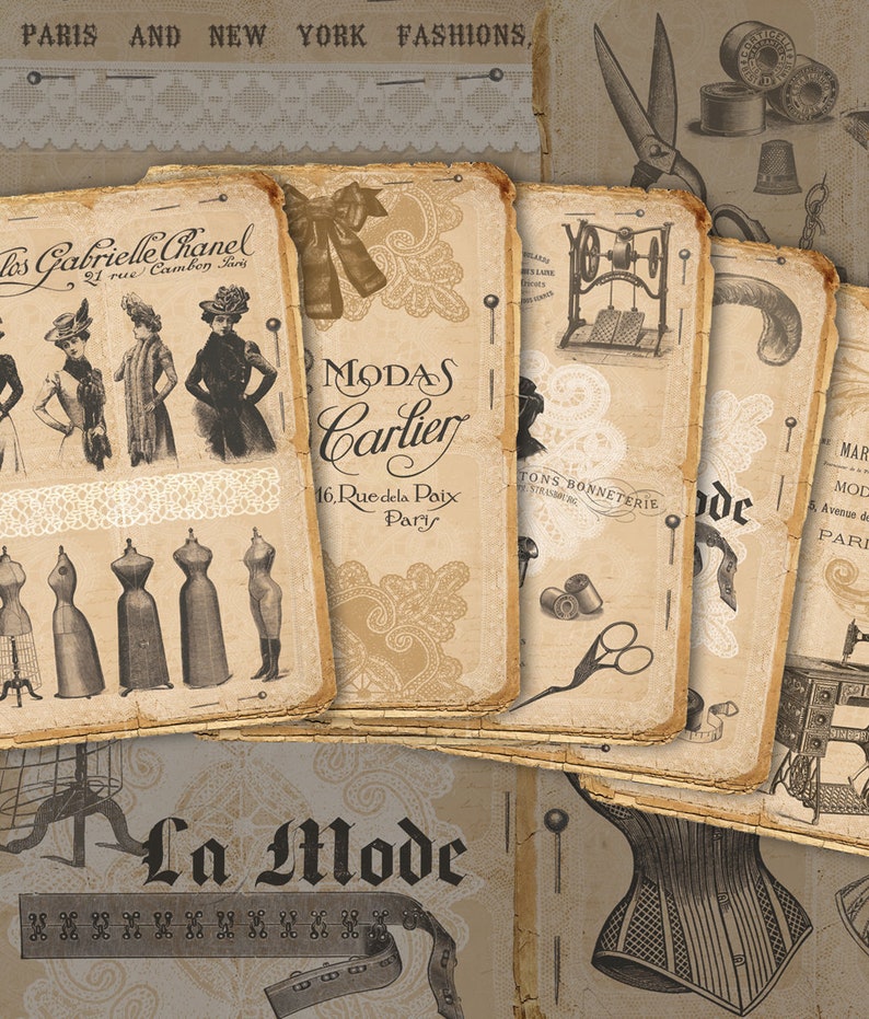 0160 Sewing ATC Cards 1 A4 Printable Collage Sheet Instant Download ...