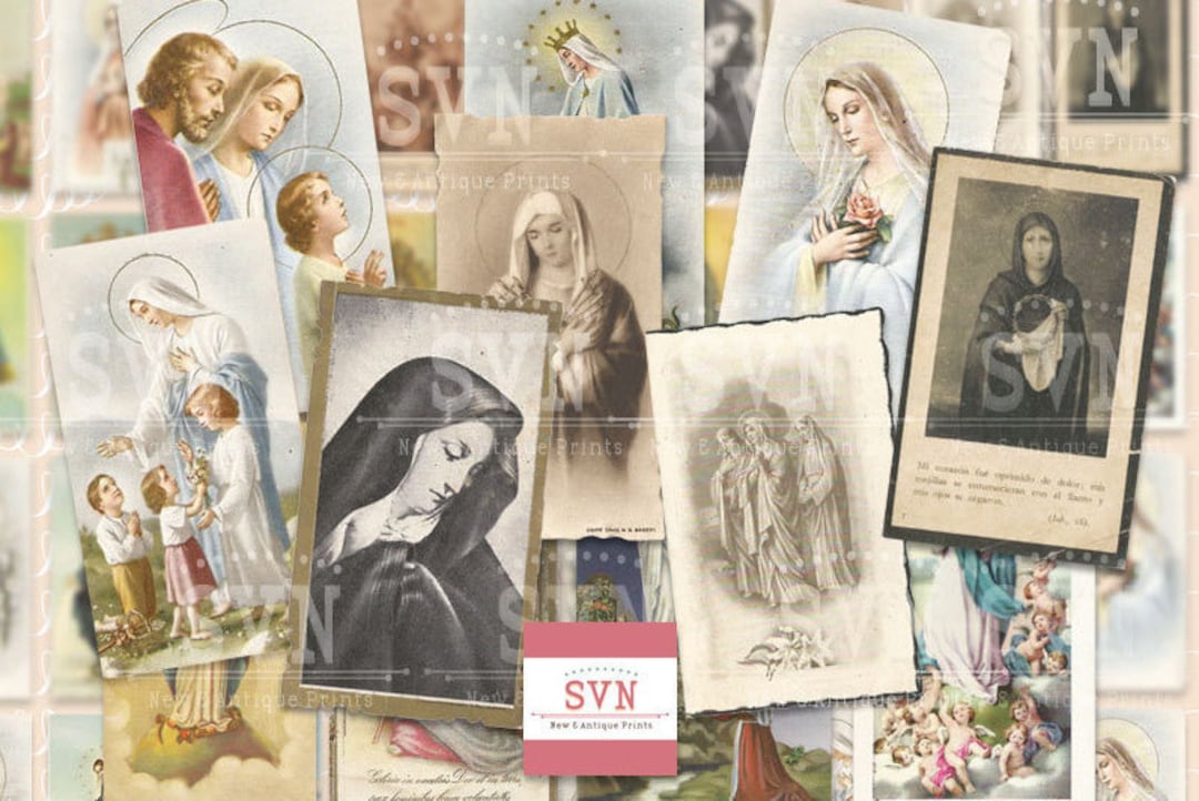 Estampas Religiosas De La VIRGEN MARIA - 24 Estampas Antiguas - Collage ...