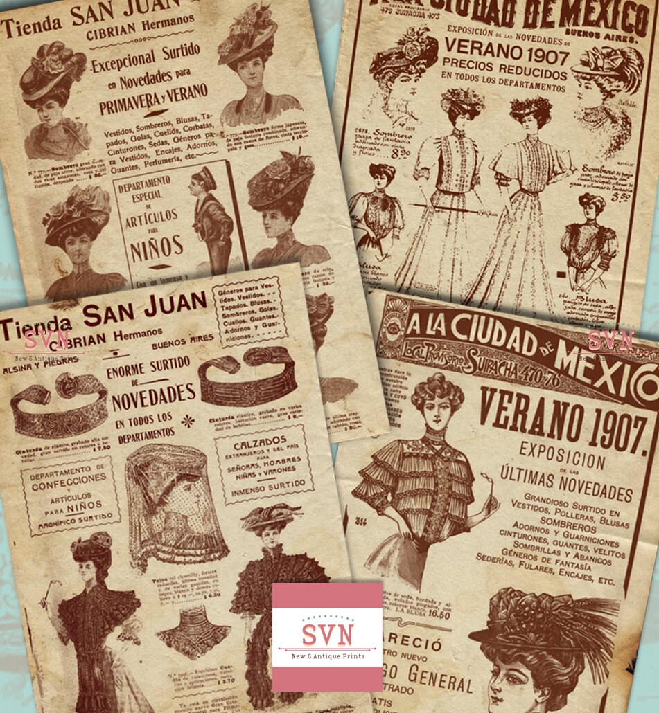 Victorian Fashion Advertising Digital Collage Sheet Download 4 ...