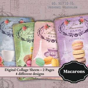 Les Macarons Paris - French Patisserie - Digital Collage Sheet Download ...