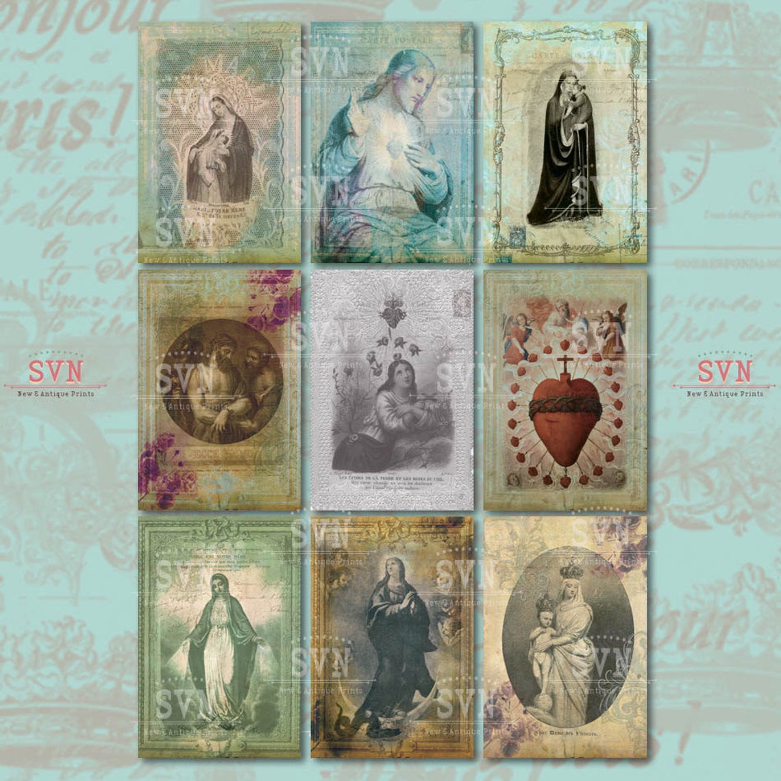 Holy Cards Virgin Mary and Jesus 9 Different Designs 1 - Etsy