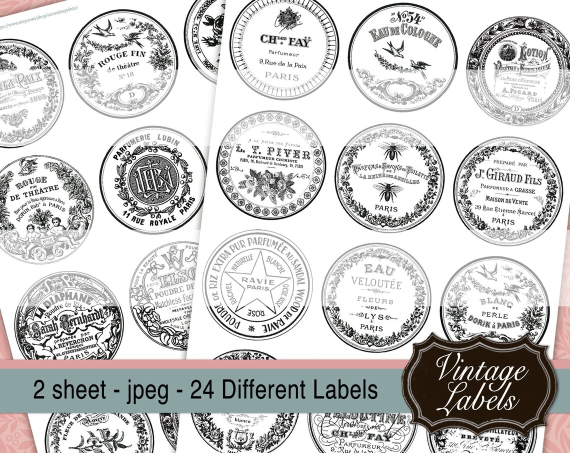 0229 Shabby Chic Labels 24 Circles 25 X 25 Inch - Etsy