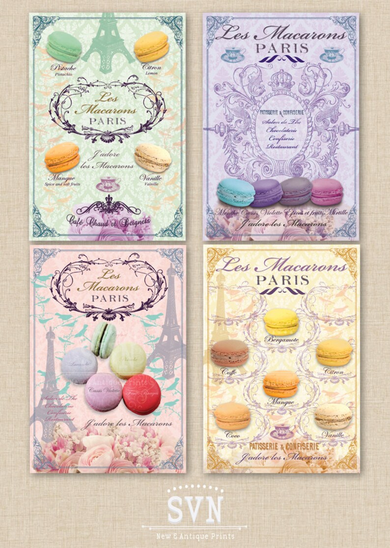 Les Macarons - French Patisserie - Chic Style - Digital Collage Sheet ...