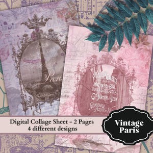Vintage Paris Postals - Chic Style - Digital Collage Sheet Download | 4 ...