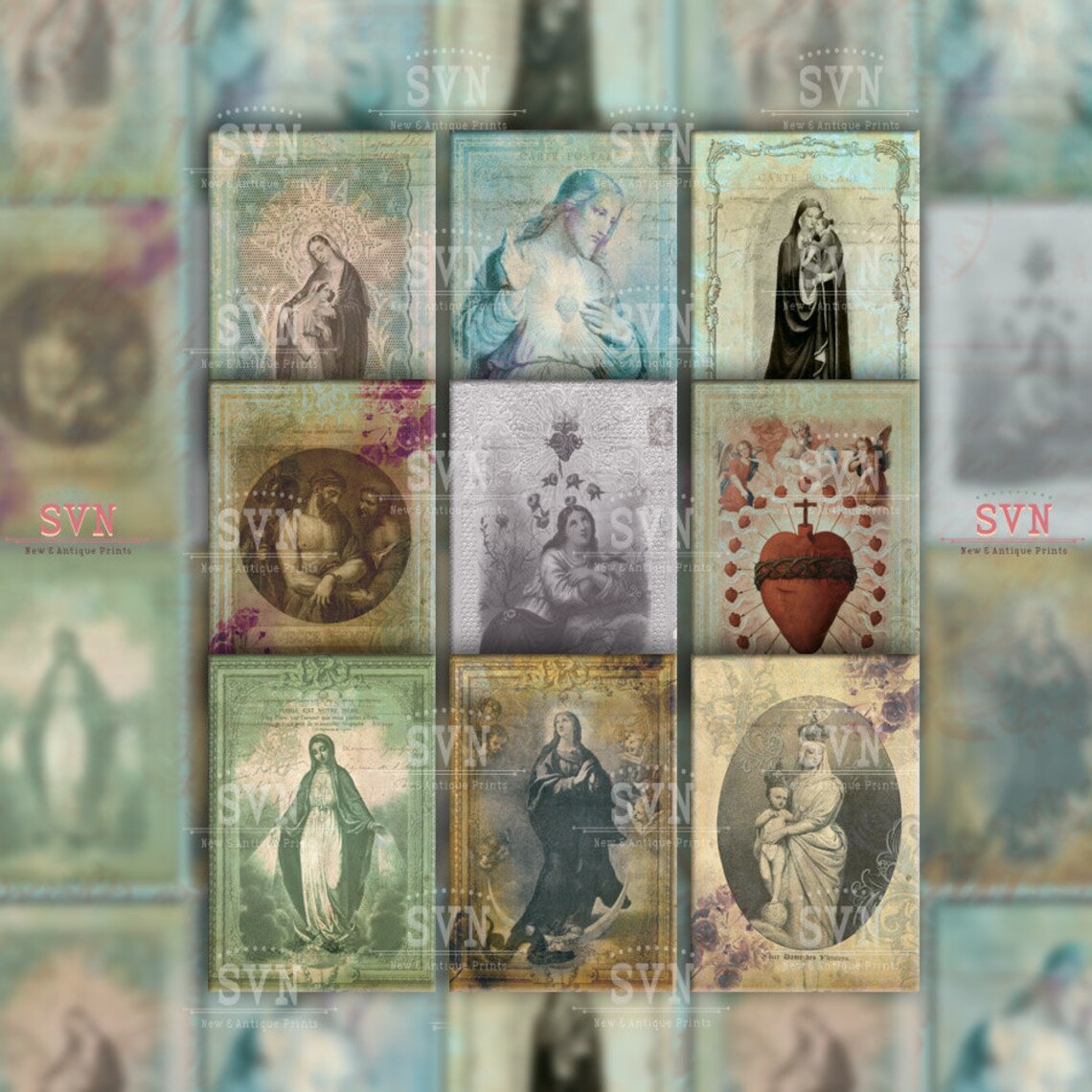 Holy Cards Virgin Mary and Jesus 9 Different Designs 1 - Etsy
