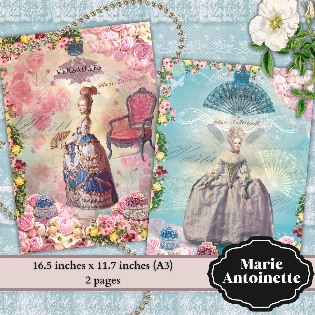 0144 - Marie Antoinette Digital Collage Sheet Download 2 A3 - Ready for ...