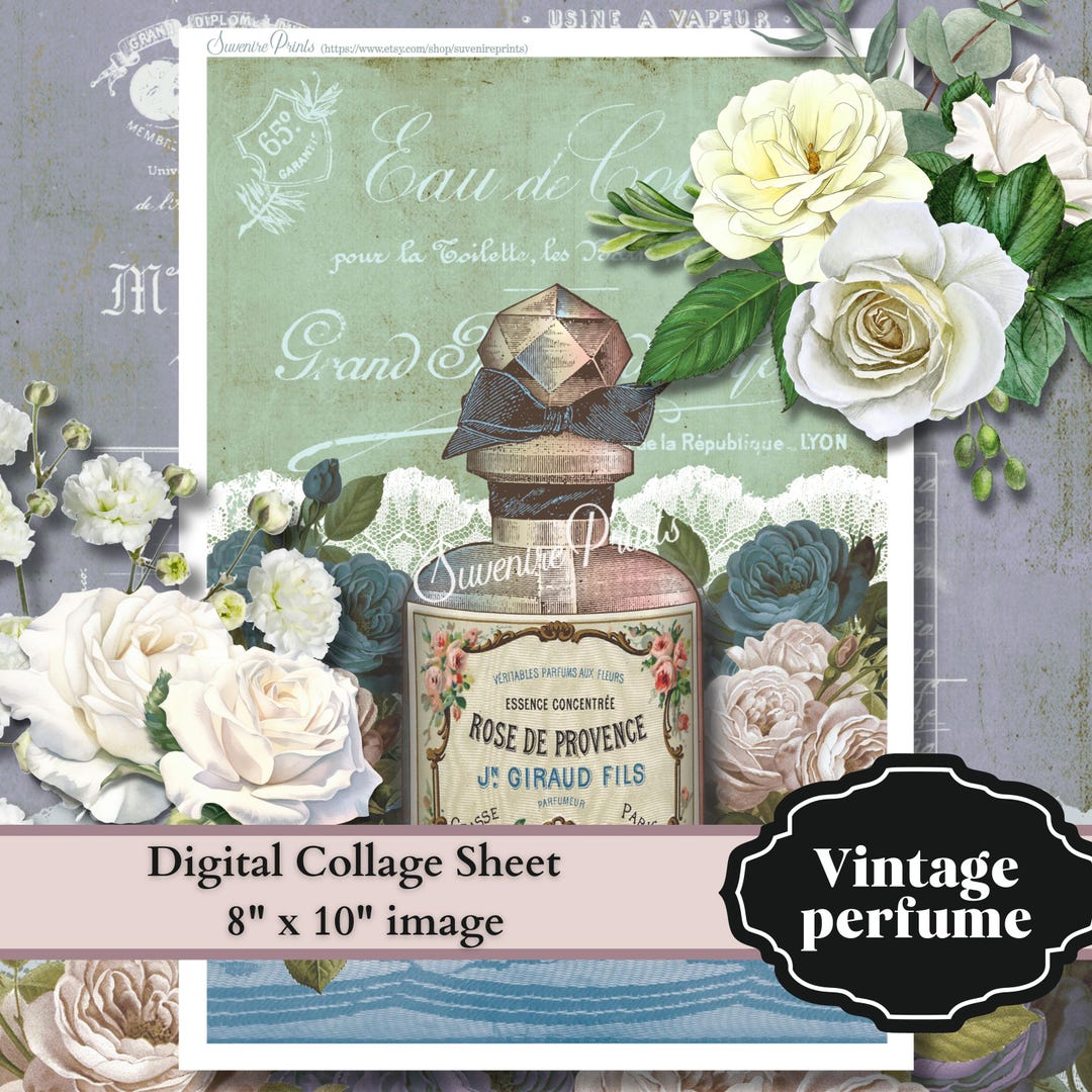 0186 French Perfume - 8" X 10" Image - Image Printable Digital Collage ...