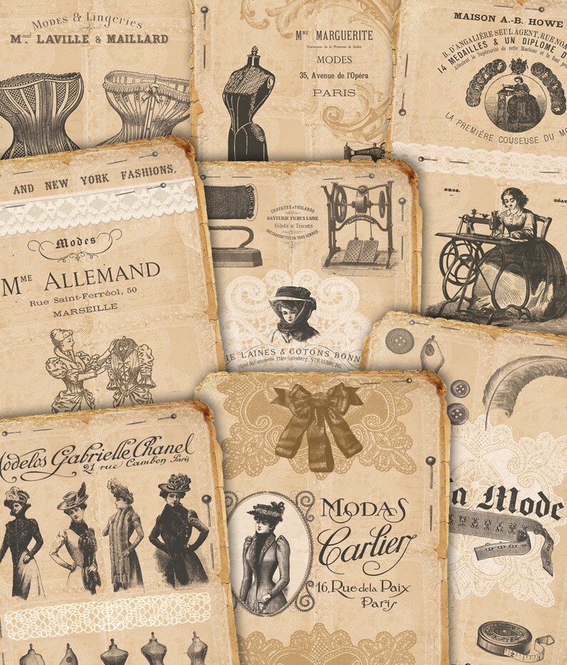 0160 Sewing ATC Cards 1 A4 Printable Collage Sheet Instant Download ...