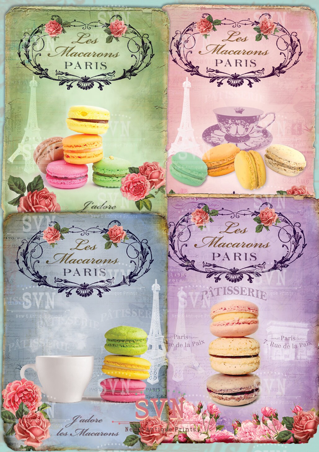 Les Macarons Paris French Patisserie Digital Collage Sheet Download 4 ...