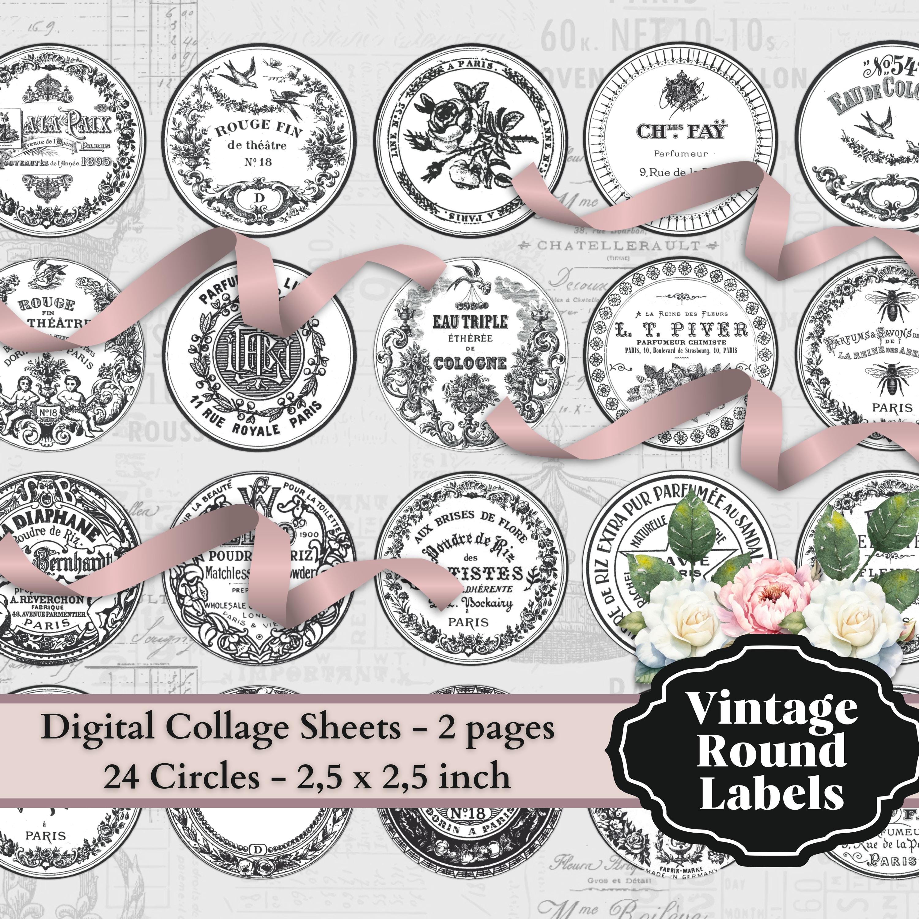 0229 Shabby Chic Labels - 24 Circles - 2,5 X 2,5 Inch - Digital Circle ...