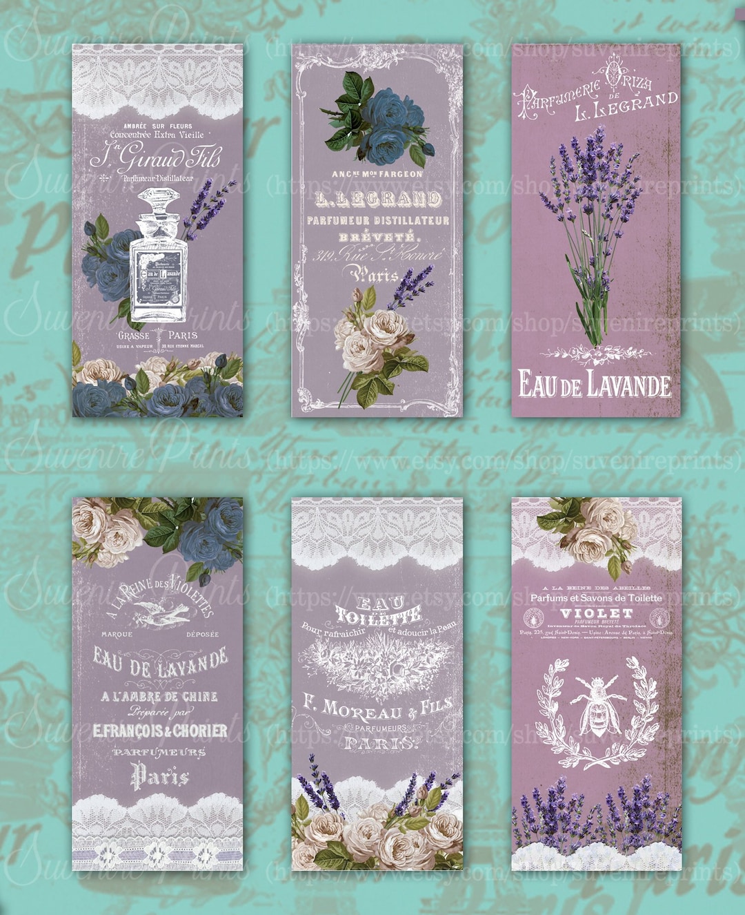 0187 6 Lavender Cosmetic Labels 1 A4 Collage Sheet Ideal for ...