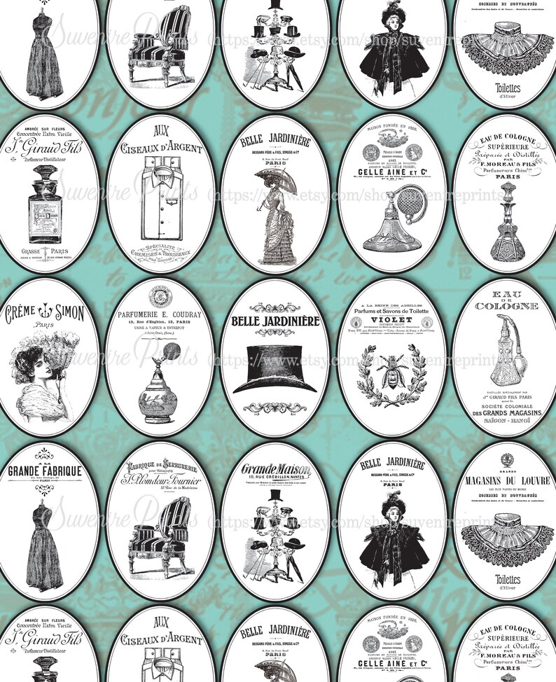 0155 French Shabby Chic Labels 18 Ovals 2,5 X 3,5 Inch Oval Image ...