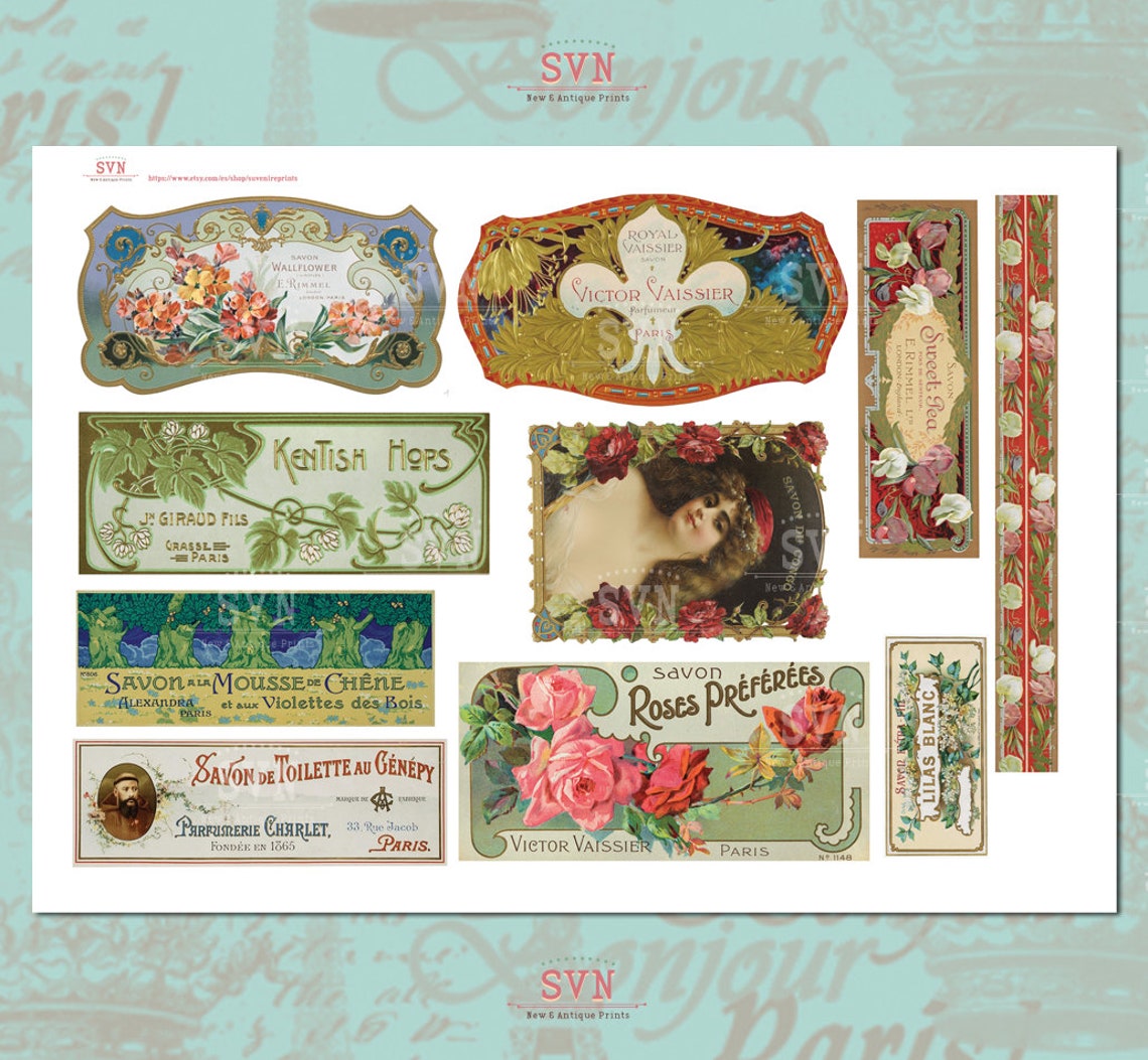 23 Vintage Soap Labels 2 A4 Digital Collage Sheet - Etsy