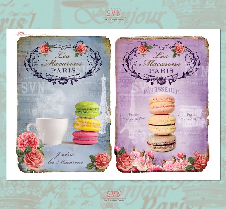 Les Macarons Paris French Patisserie Digital Collage Sheet - Etsy