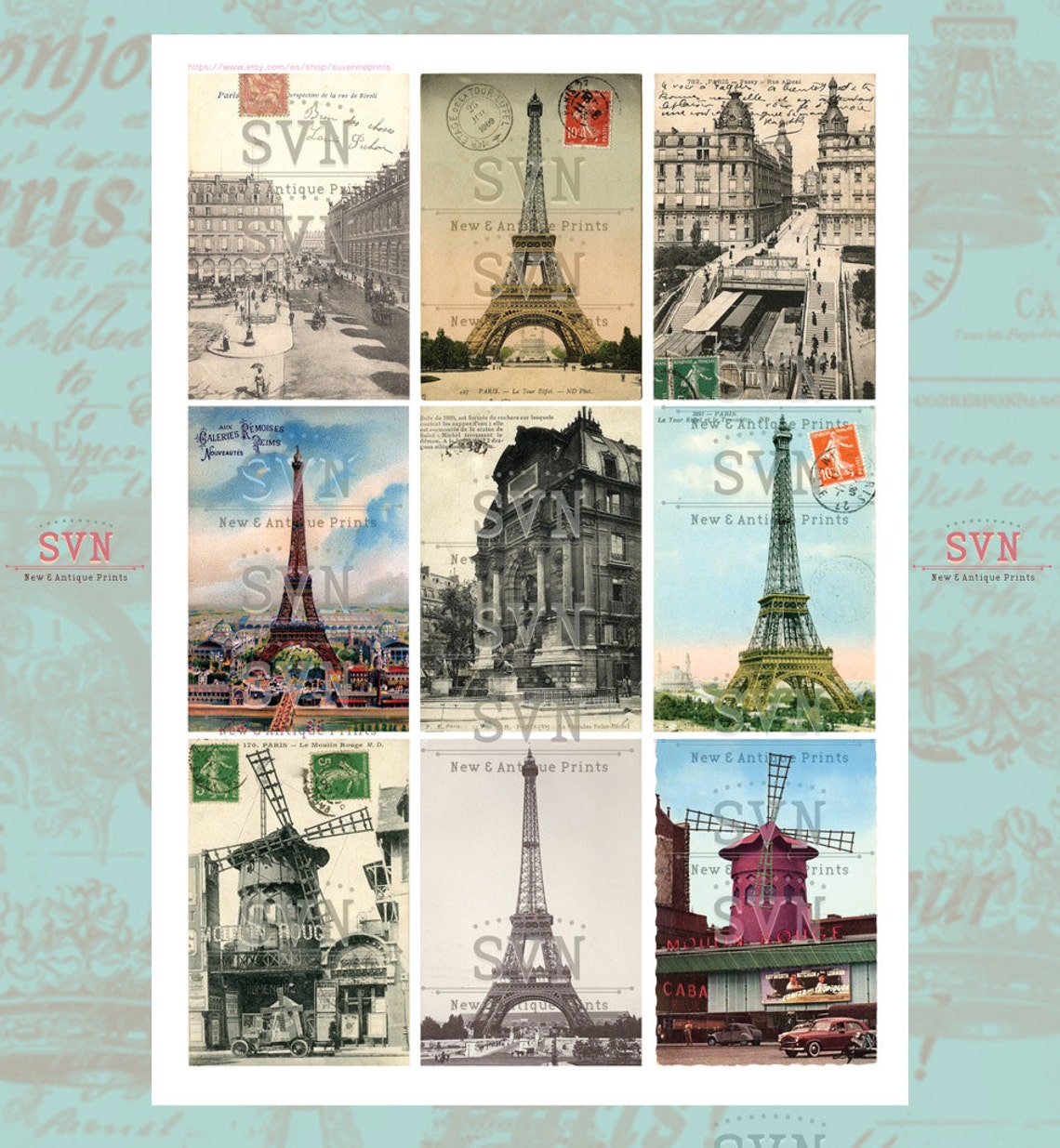 Paris Postcards 18 Differents Vintage Postals of the City - Etsy