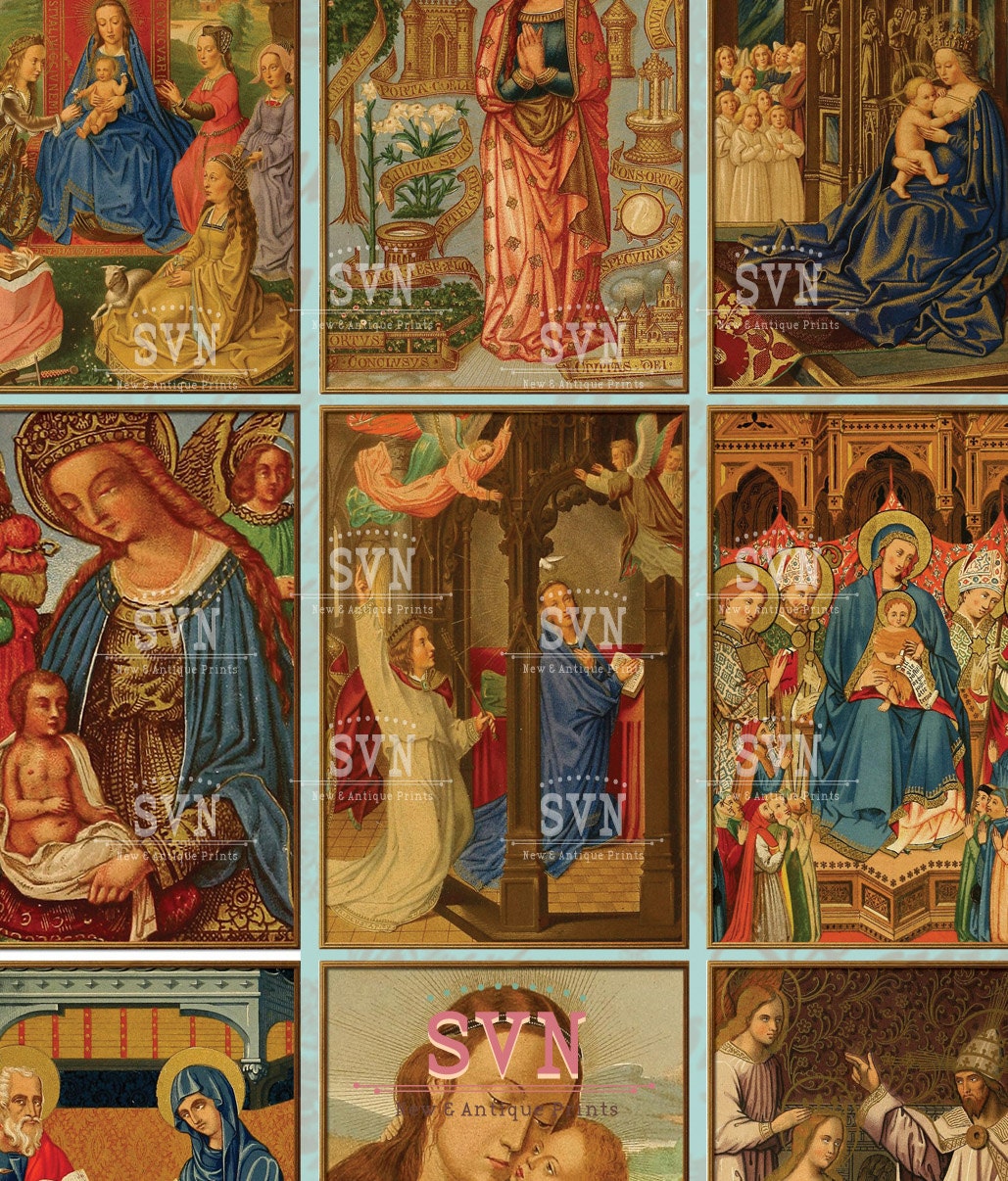 Virgin Mary 9 Different Designs 1 Printable ATC Cards Digital Collage ...