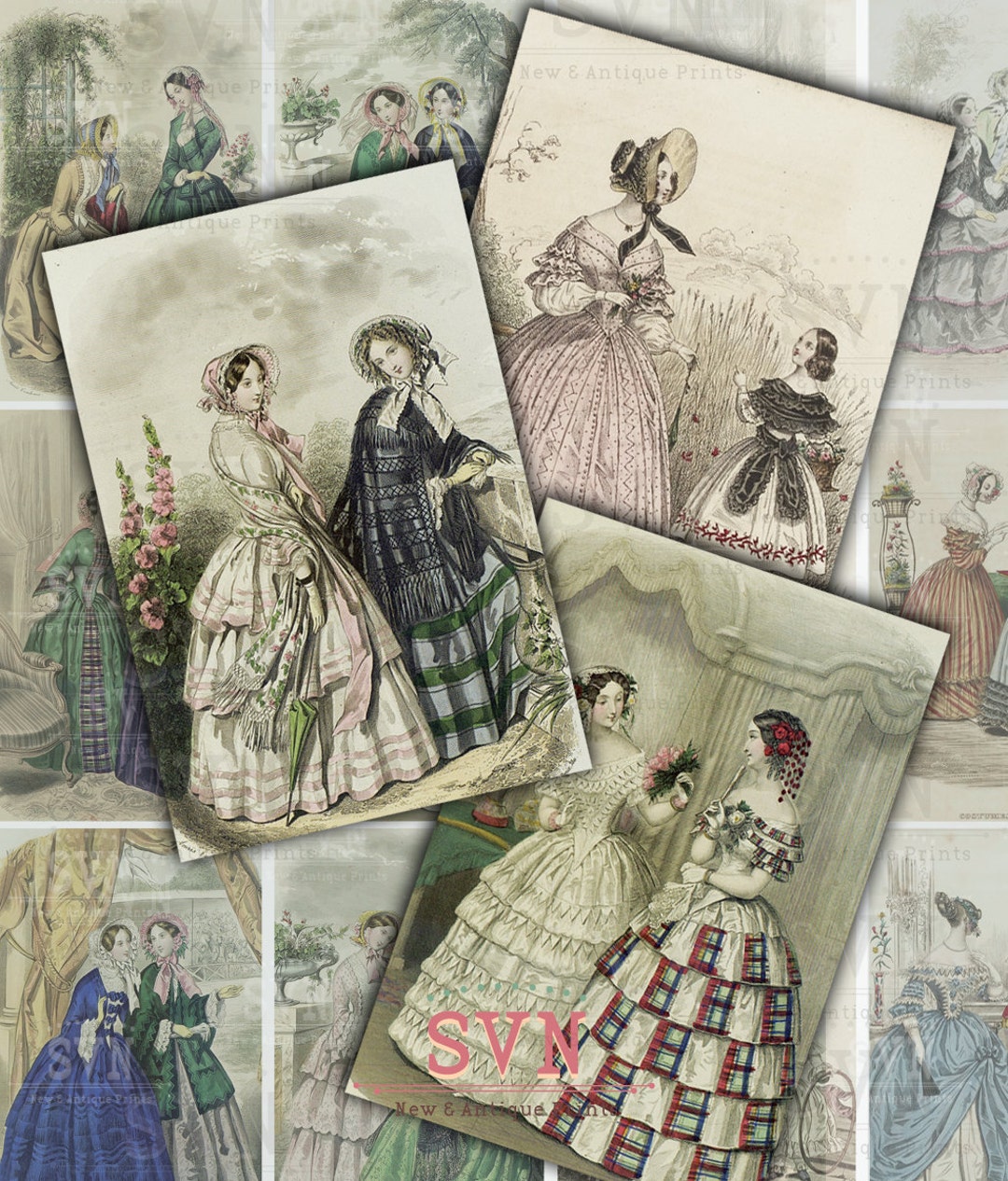 Señoras del Victorian moda del siglo XIX 18 diseños diferentes 2 hojas ...
