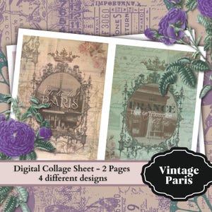 Vintage Paris Postals - Chic Style - Digital Collage Sheet Download | 4 ...