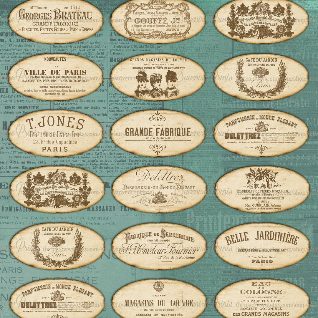 0212 2X1 Inch Labels 30 Ovals Shabby Chic Digital Oval Image Digital ...