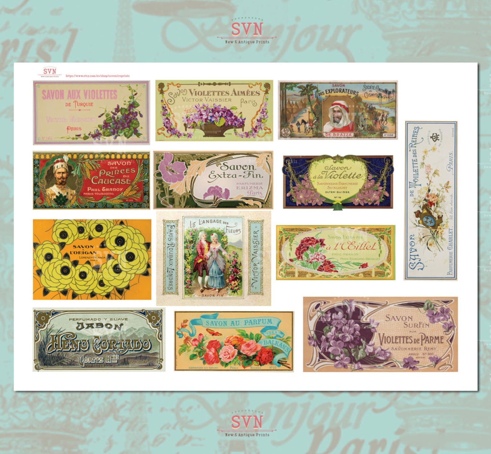 23 Vintage Soap Labels - 2 A4 - Digital Collage Sheet - Instant ...