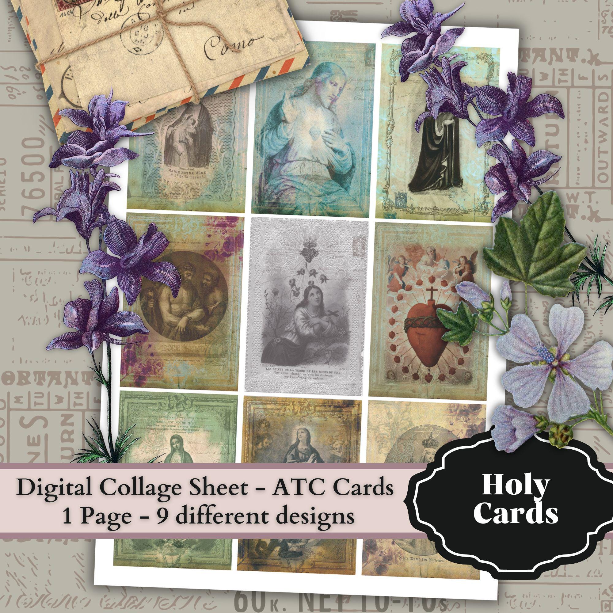 Virgin Mary Holy Cards: Jesus ATC Digital Collage Sheet (9 Designs) - Etsy