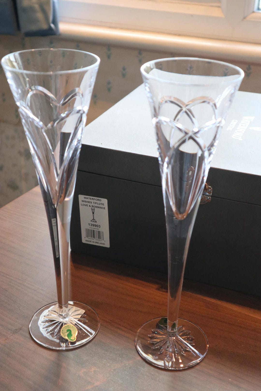 2 Wonderful Waterford Crystal Wishes Toasting Flutes "love & Romance ...