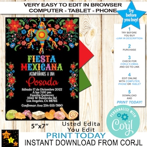 Spanish Christmas Posada Party Invitation, Fiesta De Navidad, Posada, Instant Download From ...