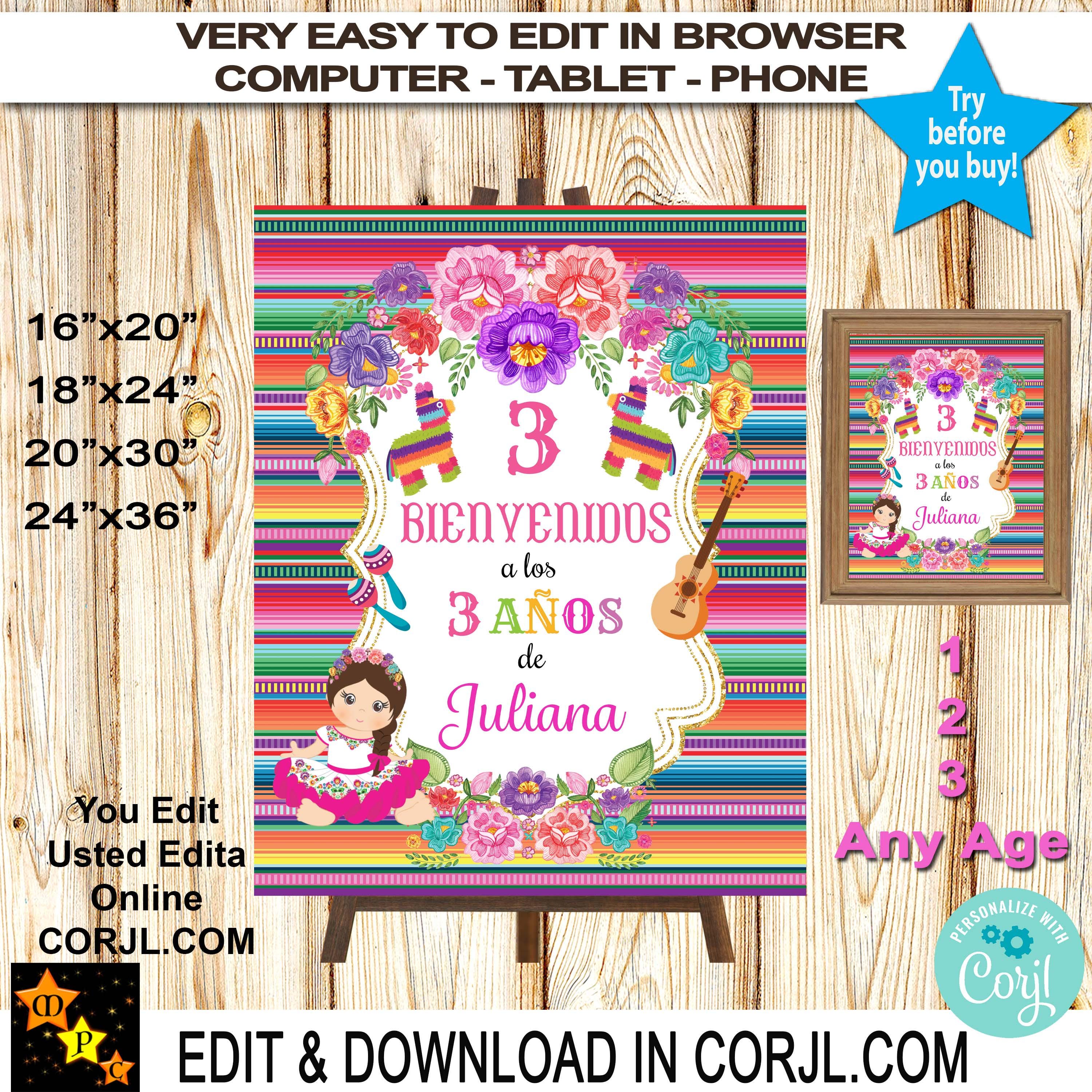 Spanish Mexican Girl Birthday Invitation, Any Age, Mexican Theme ...