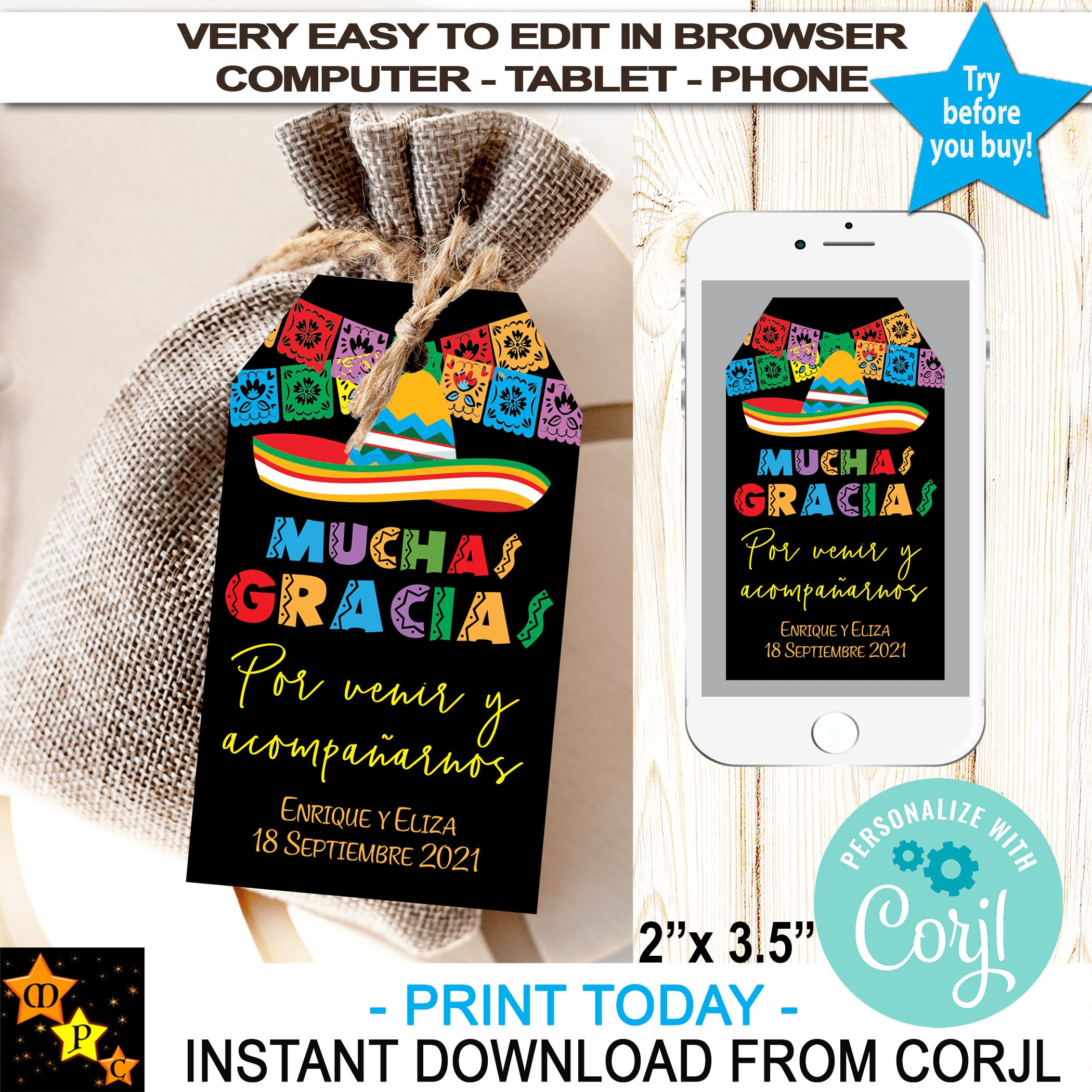 Spanish Thank You Tags Mexican Style Fiesta Birthday Baby - Etsy