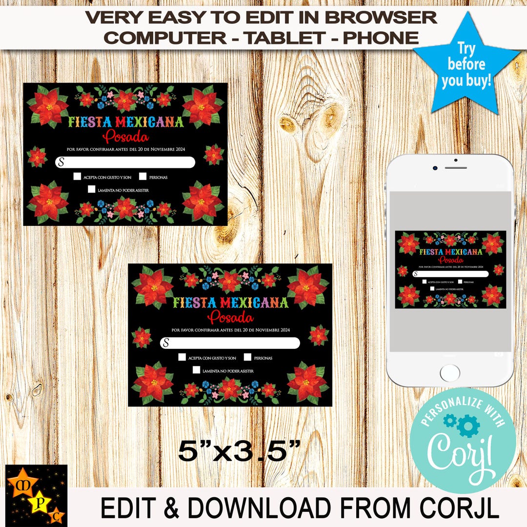 Spanish RSVP, Christmas Party, Posada, Instant Download From Corjl ...