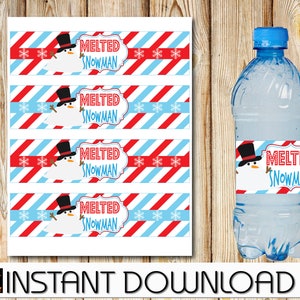 Printable Melted Snowman Water Bottle Label, Christmas Water Bottle ...