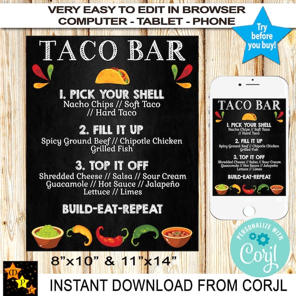 Taco Bar Sign - Etsy