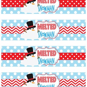 Melted Snowman Water Bottle Label, Printable, Christmas Water Bottle ...
