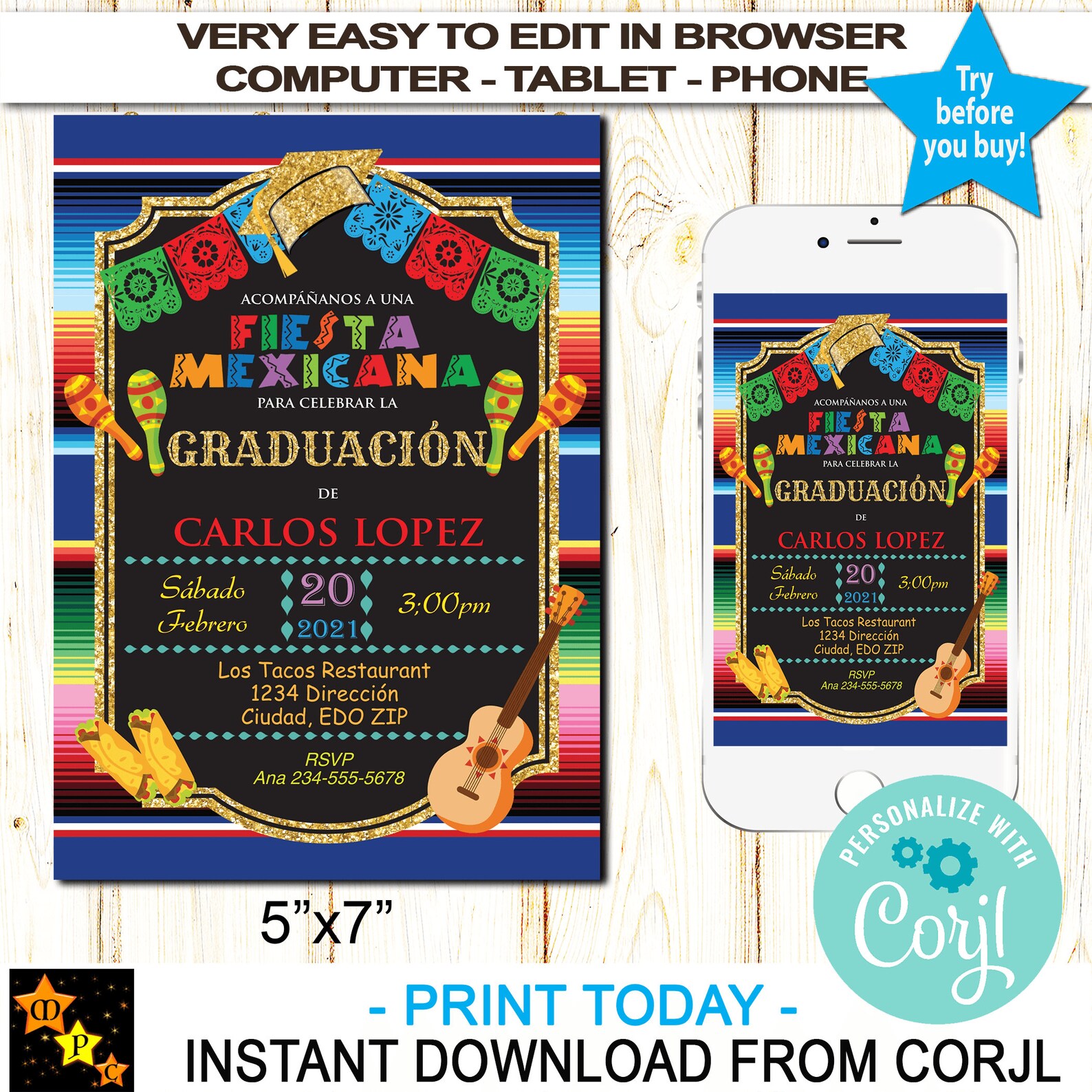 Spanish Graduation Invitation, Fiesta Mexicana, Serape, Mexican Fiesta ...