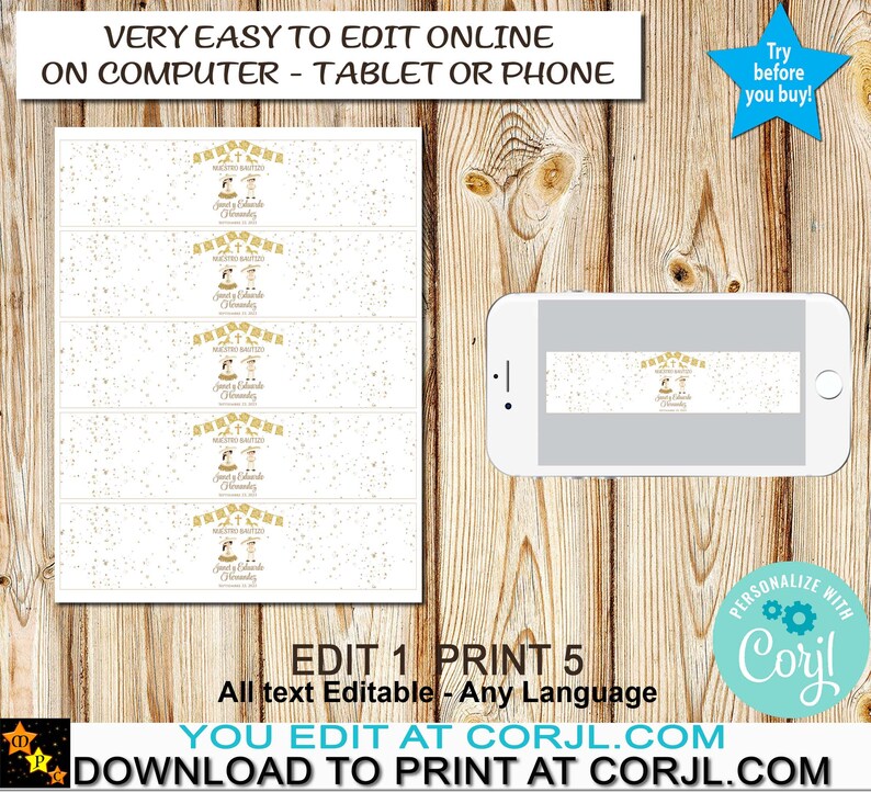 Baptism Water Bottle Labels Mexican Theme Toddler Charra - Etsy
