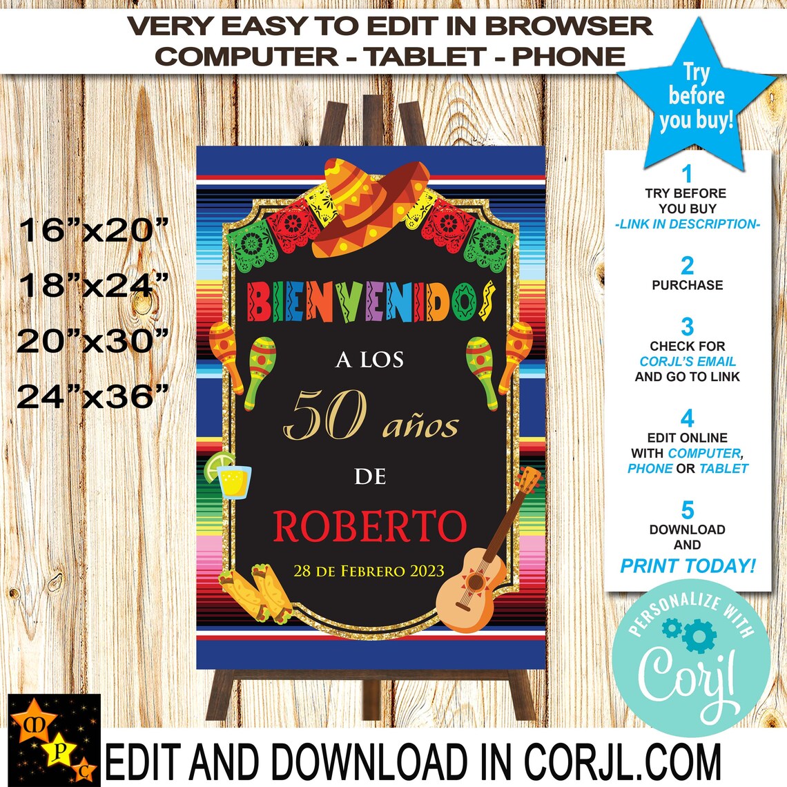 Welcome Sign Mexican Style Sarape Instant Download From - Etsy