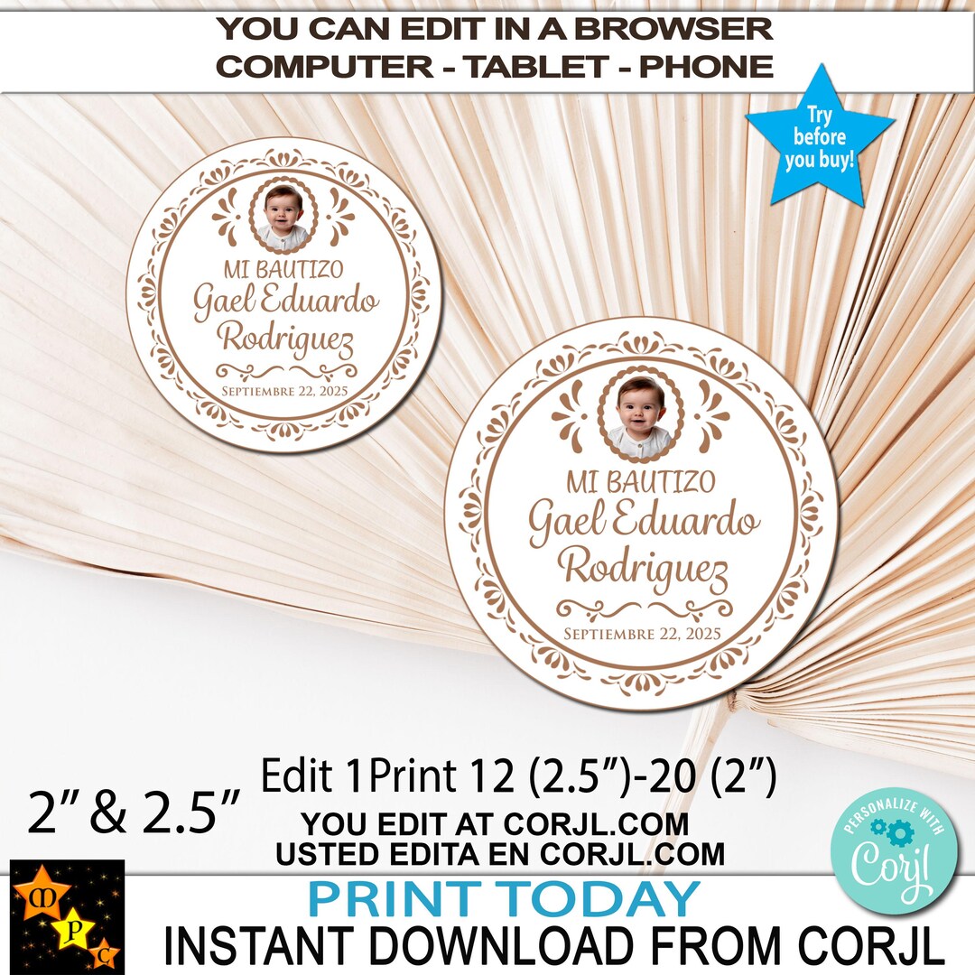 Mi Bautizo Photo Favor Tags, Mexican Talavera Theme (digital Download ...