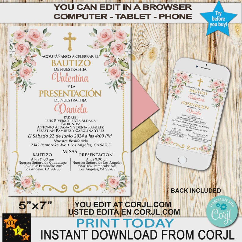 Baptism Presentation Prayer Candle Labels, Printable (corjl Editable ...